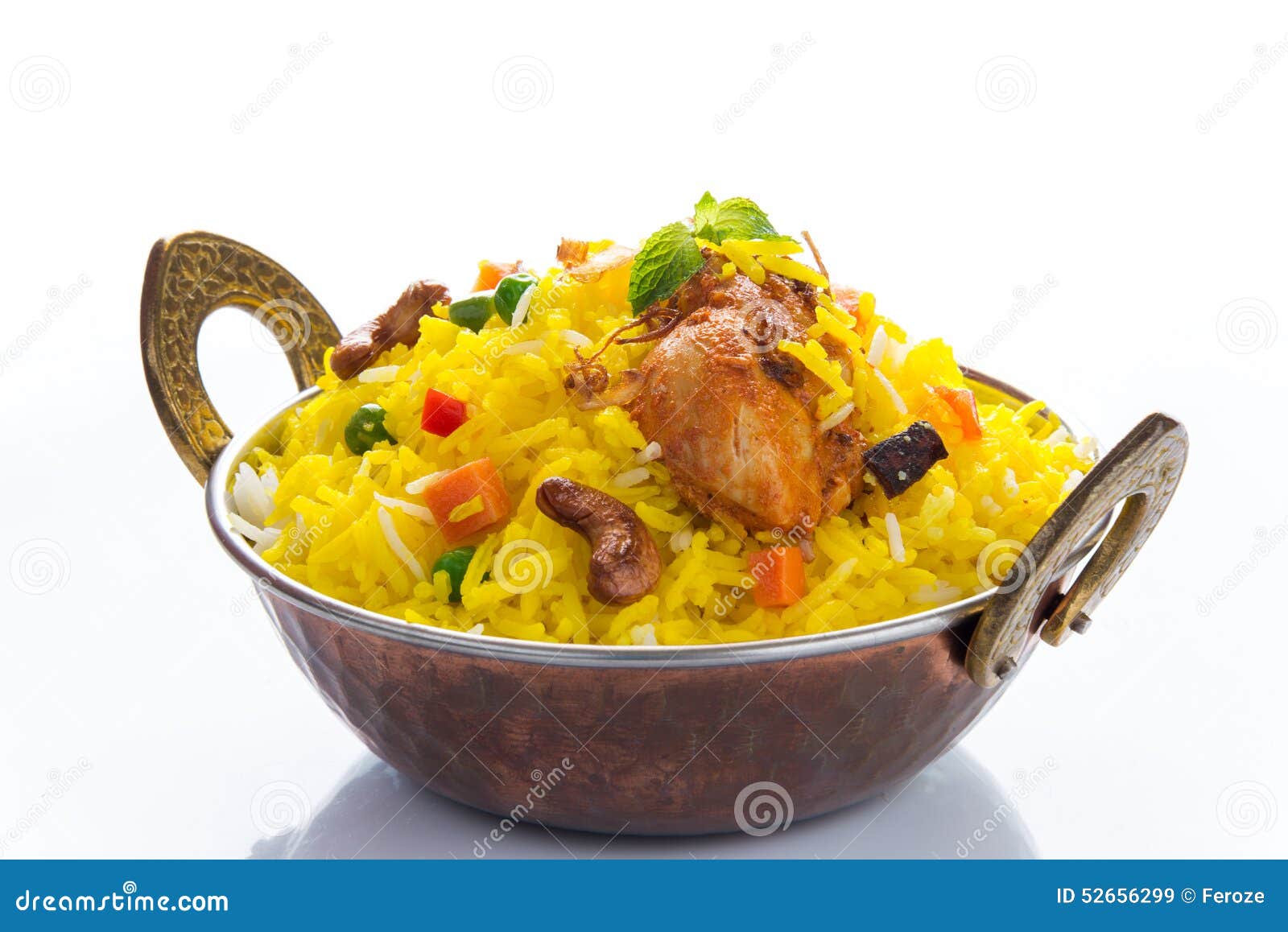Chicken Biryani Food, Yellow Color Traditional Indian Dish Of Rice And ...