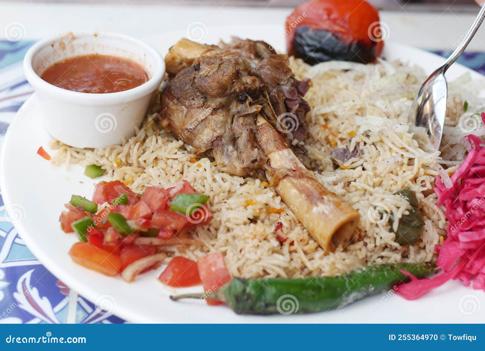 Mutton Biryani Meal in a Plate on Table. Stock Photo - Image of lunch ...