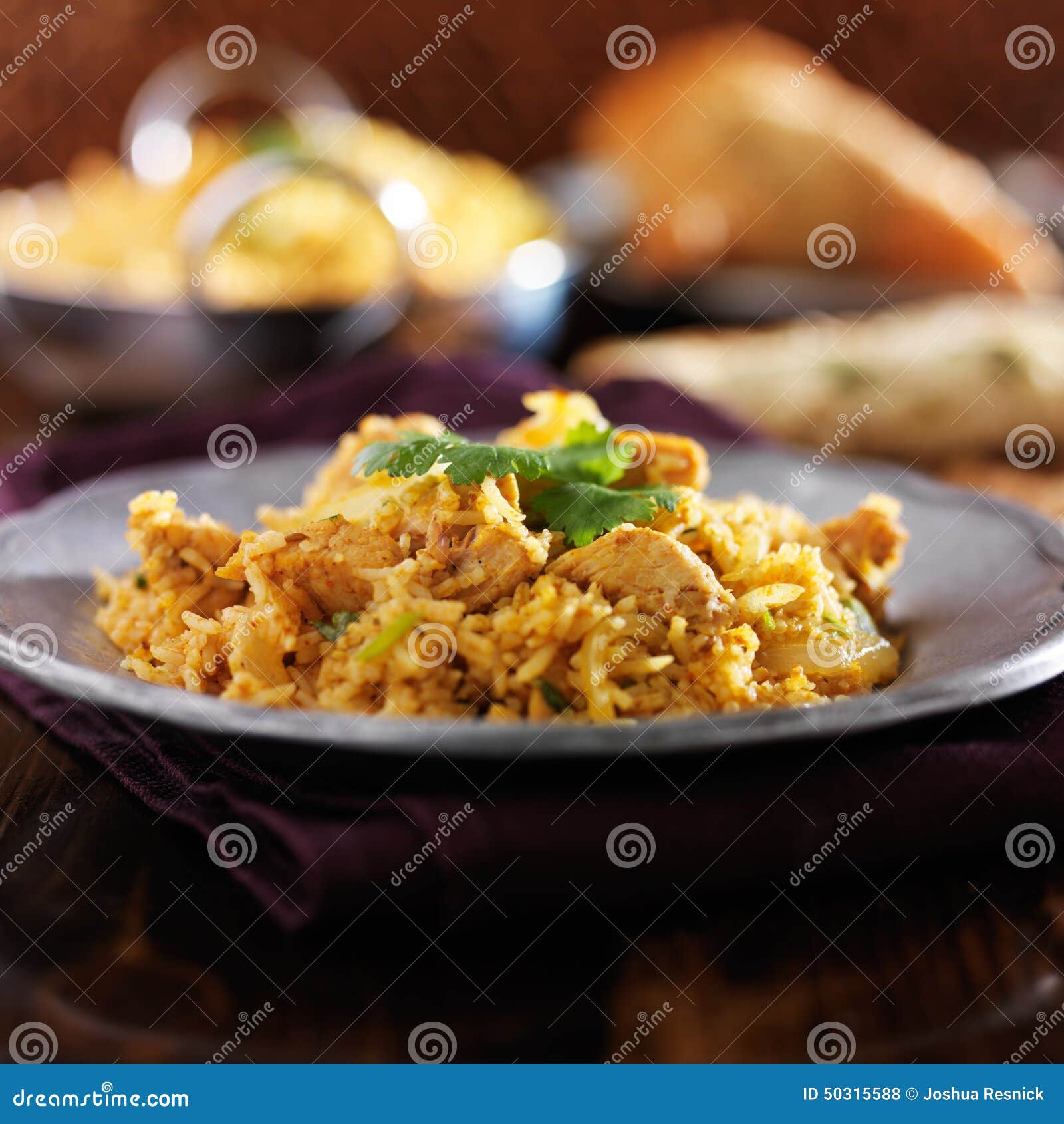 Chicken Biryani on Metal Plate Stock Photo - Image of restaurant ...