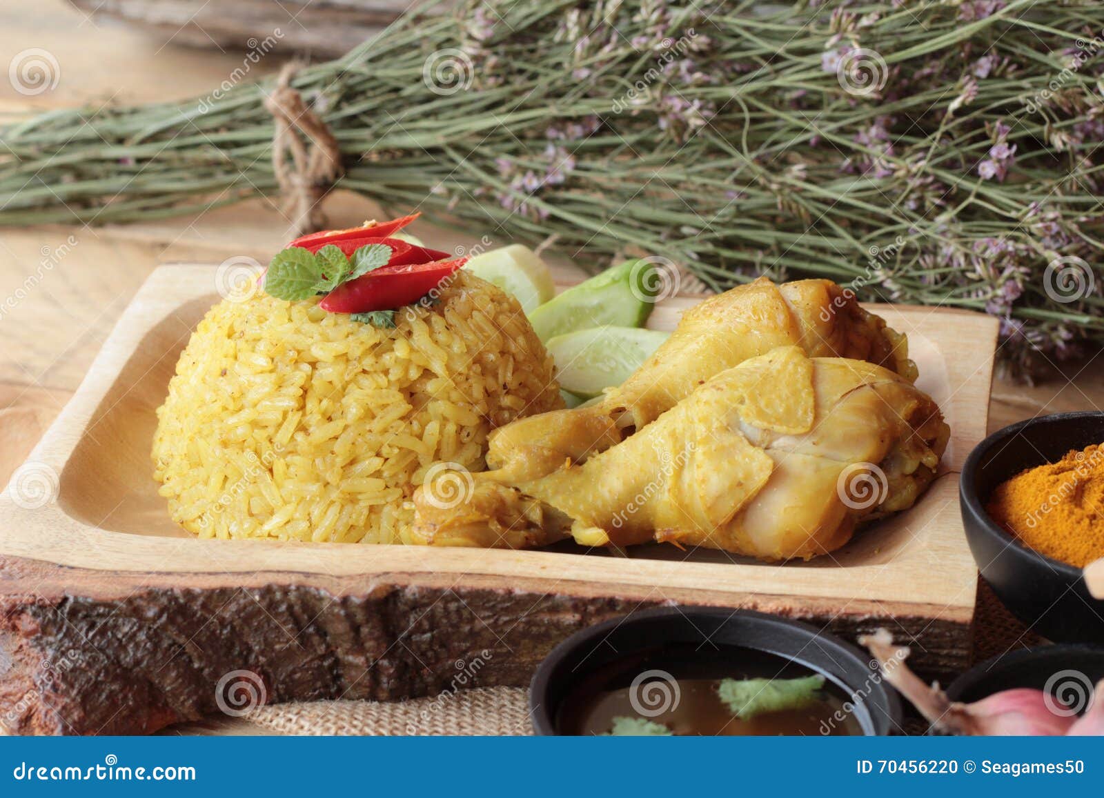 Chicken Biryani with Rice Delicious and Sauce. Stock Photo - Image of ...