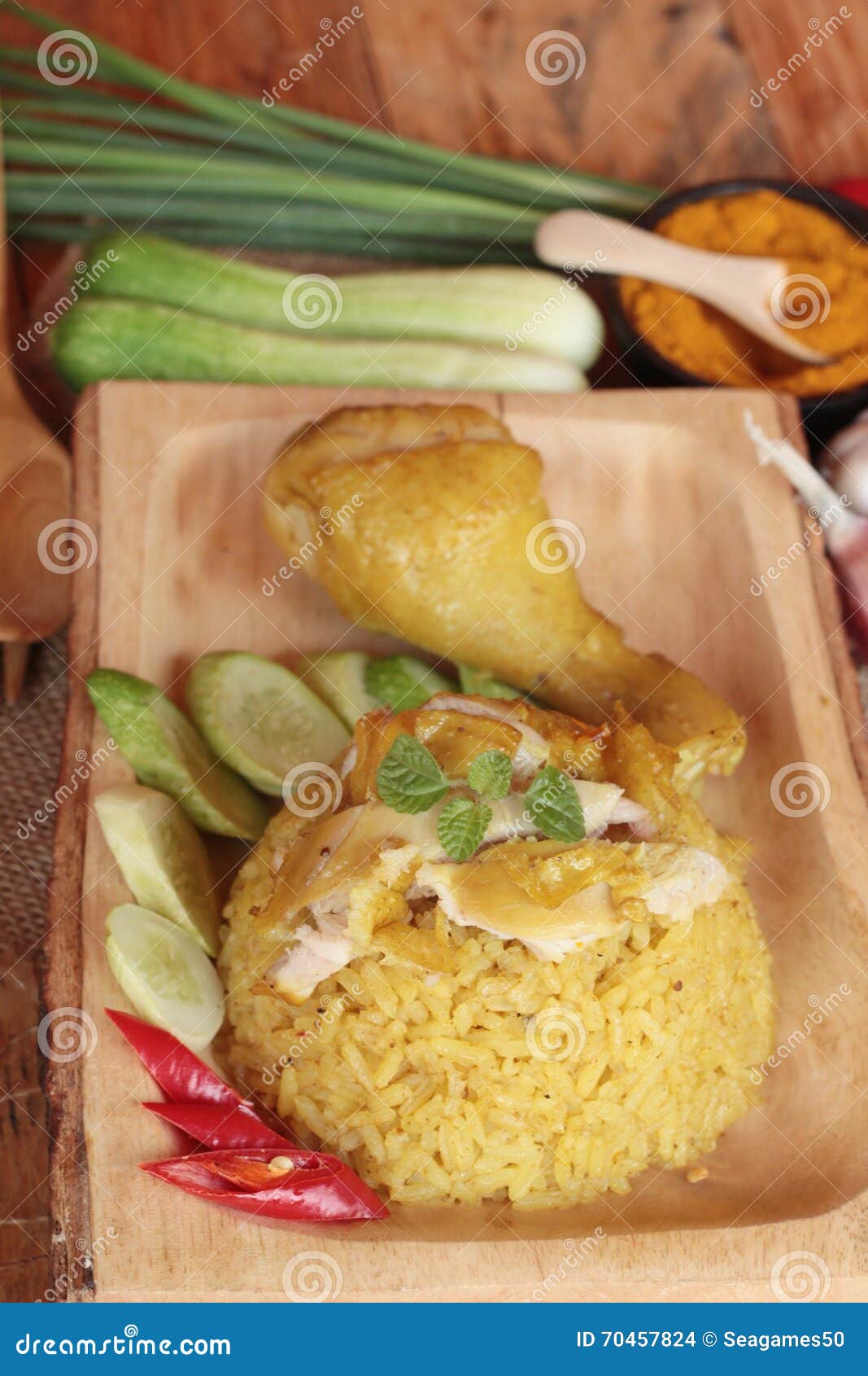 Chicken Biryani with Rice Delicious and Sauce. Stock Photo - Image of ...