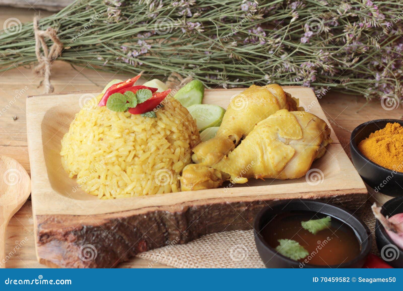 Chicken Biryani with Rice Delicious and Sauce. Stock Photo - Image of ...