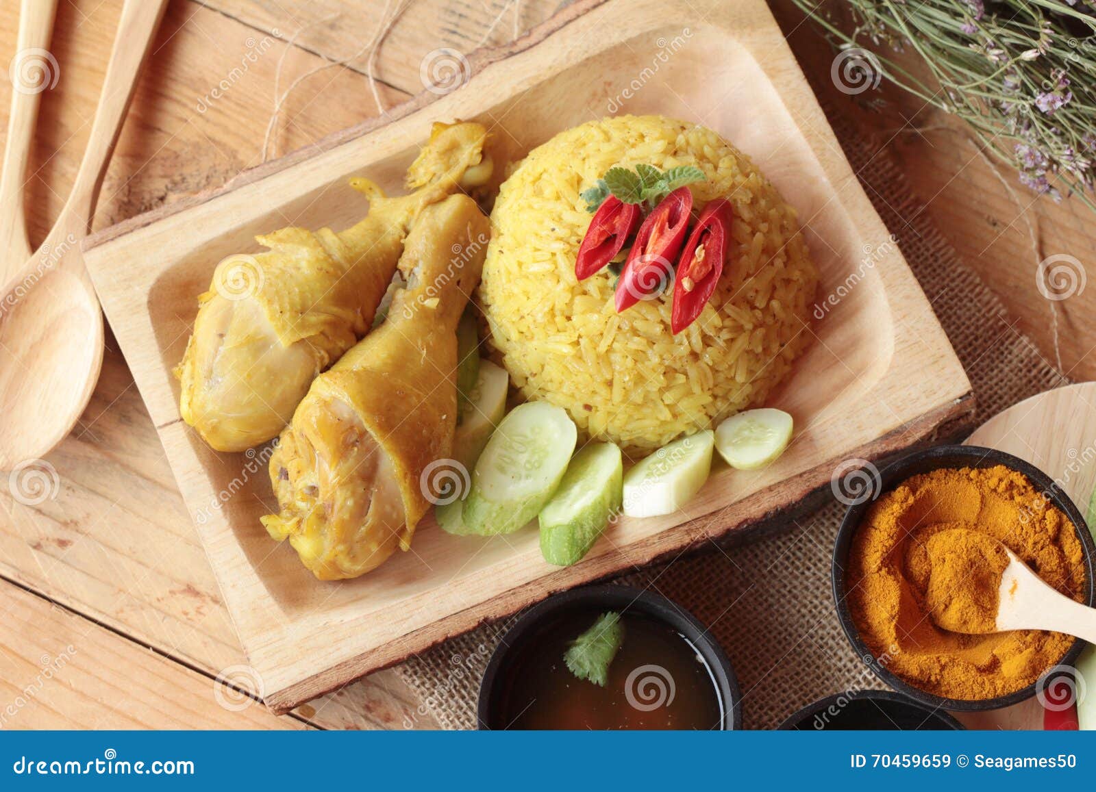 Chicken Biryani with Rice Delicious and Sauce. Stock Image - Image of ...