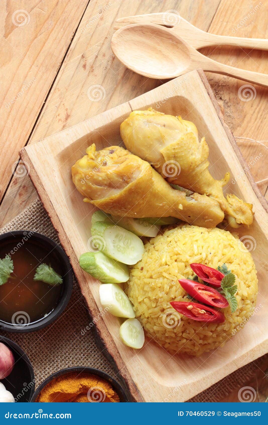 Chicken Biryani with Rice Delicious and Sauce. Stock Image - Image of ...