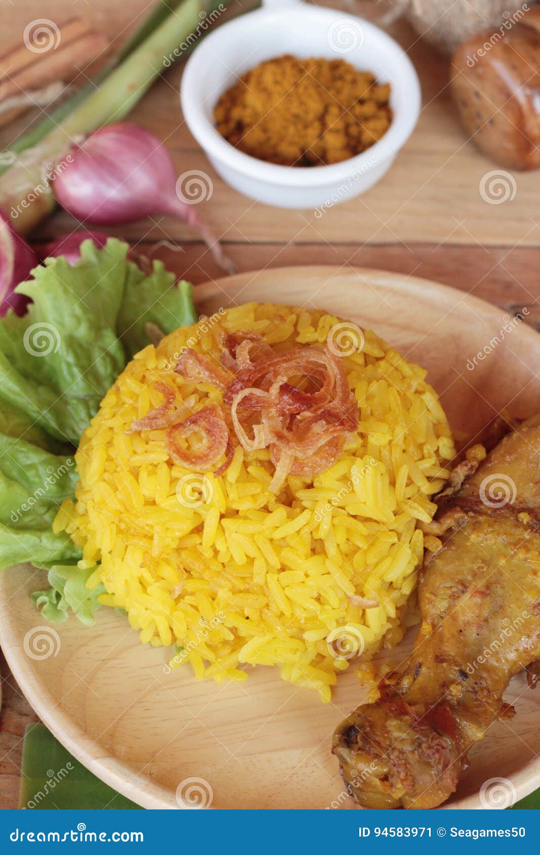 Chicken Biryani with Rice Delicious and Sauce. Stock Image - Image of ...