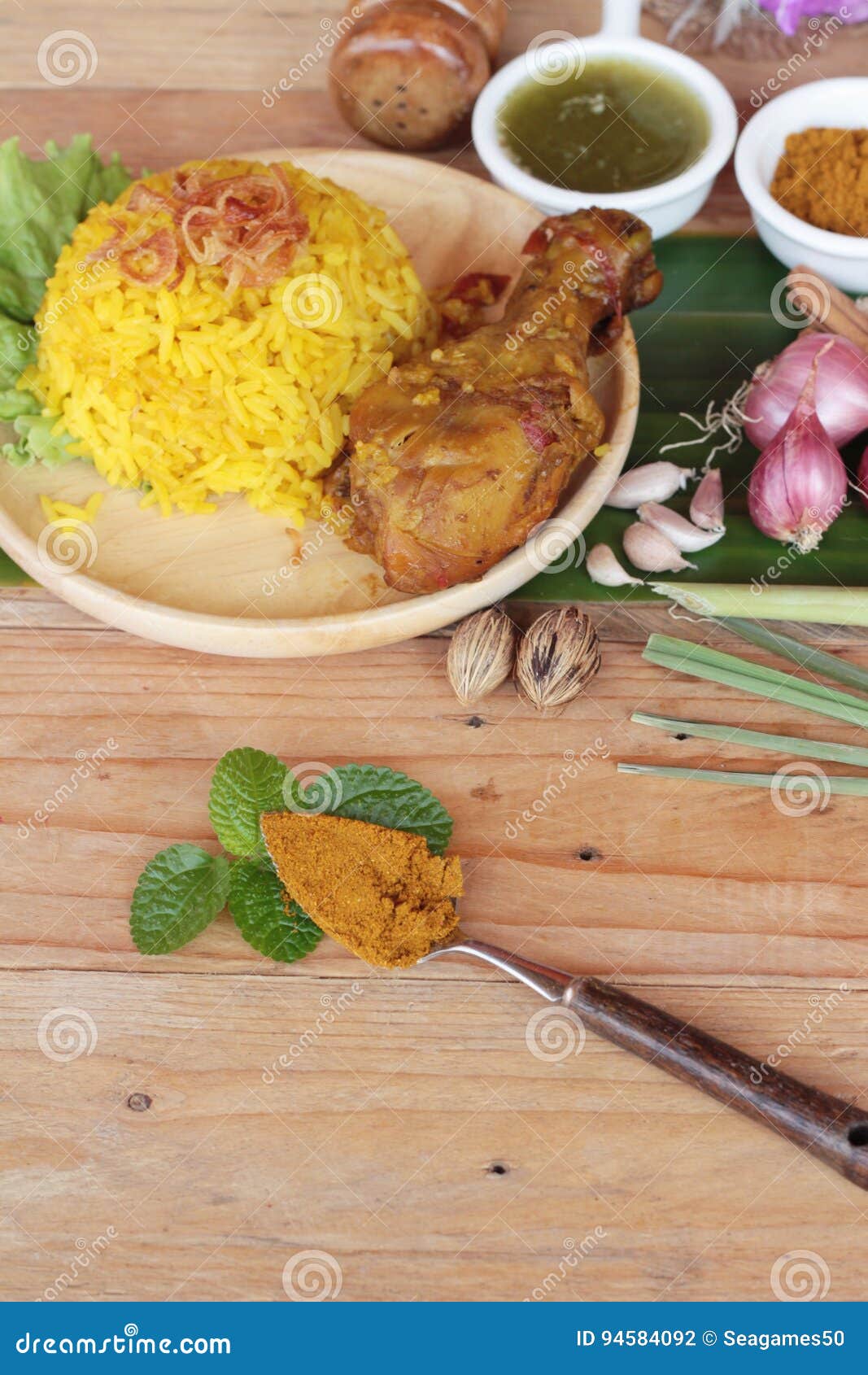 Chicken Biryani with Rice Delicious and Sauce. Stock Photo - Image of ...