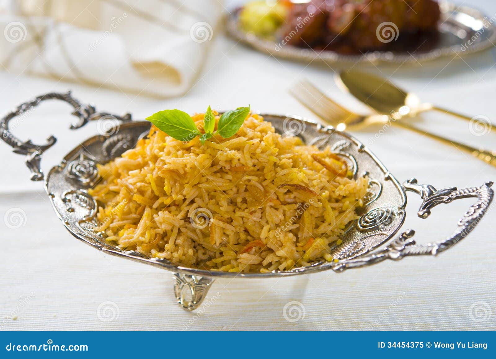 Chicken Biryani Served with Crockery Stock Image - Image of meal ...
