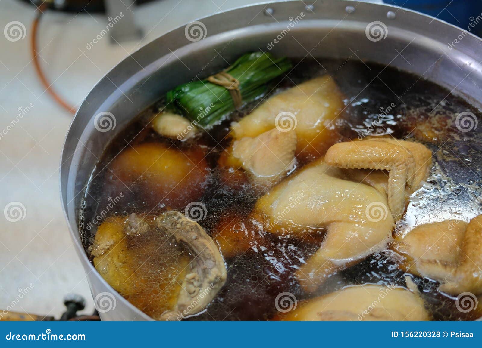 Chicken Boiling in Fish Sauce Soup. Boiled Chicken Stock Photo - Image ...