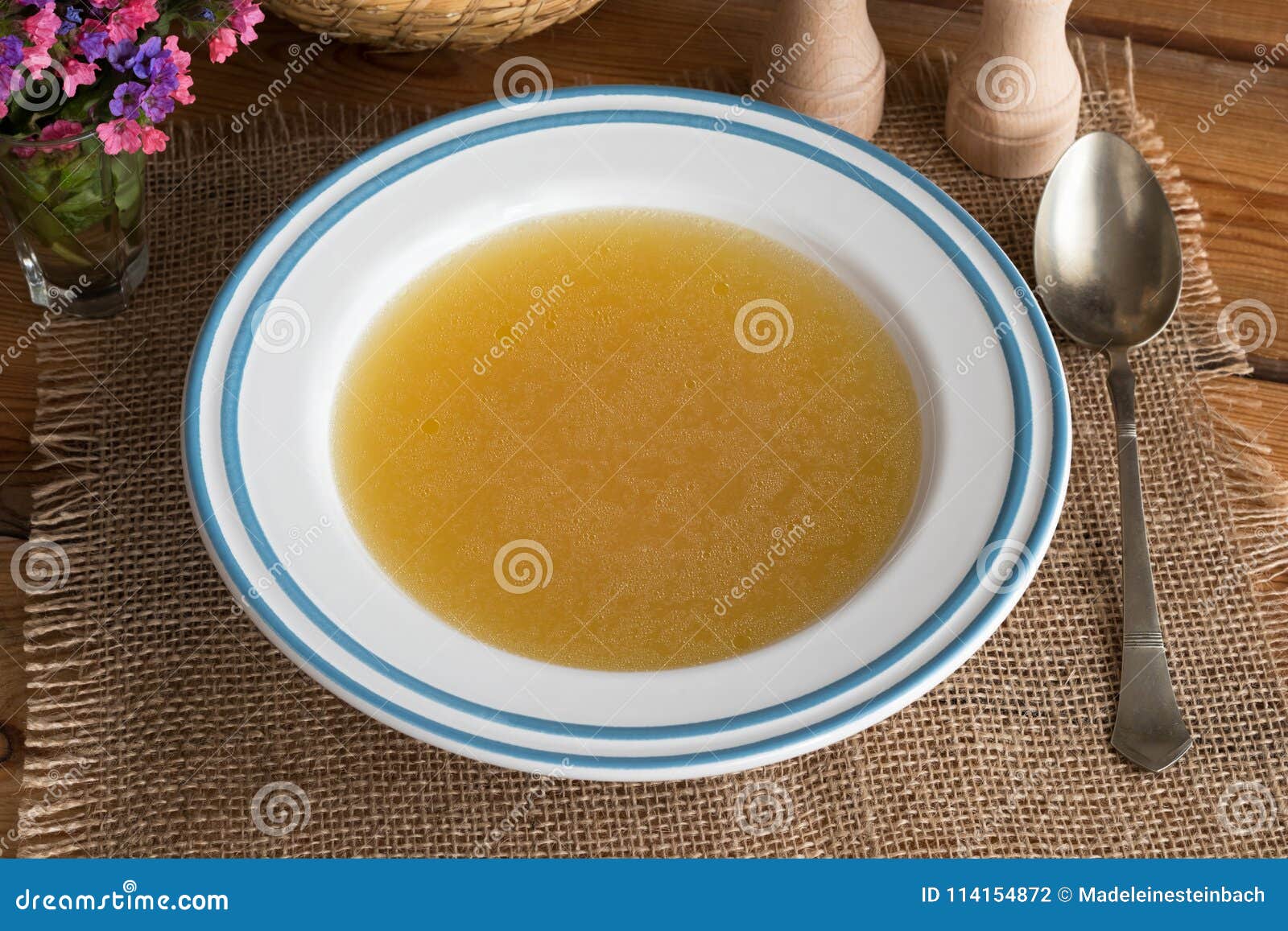 Chicken Bone Broth Served in a Plate Stock Photo - Image of gourmet ...