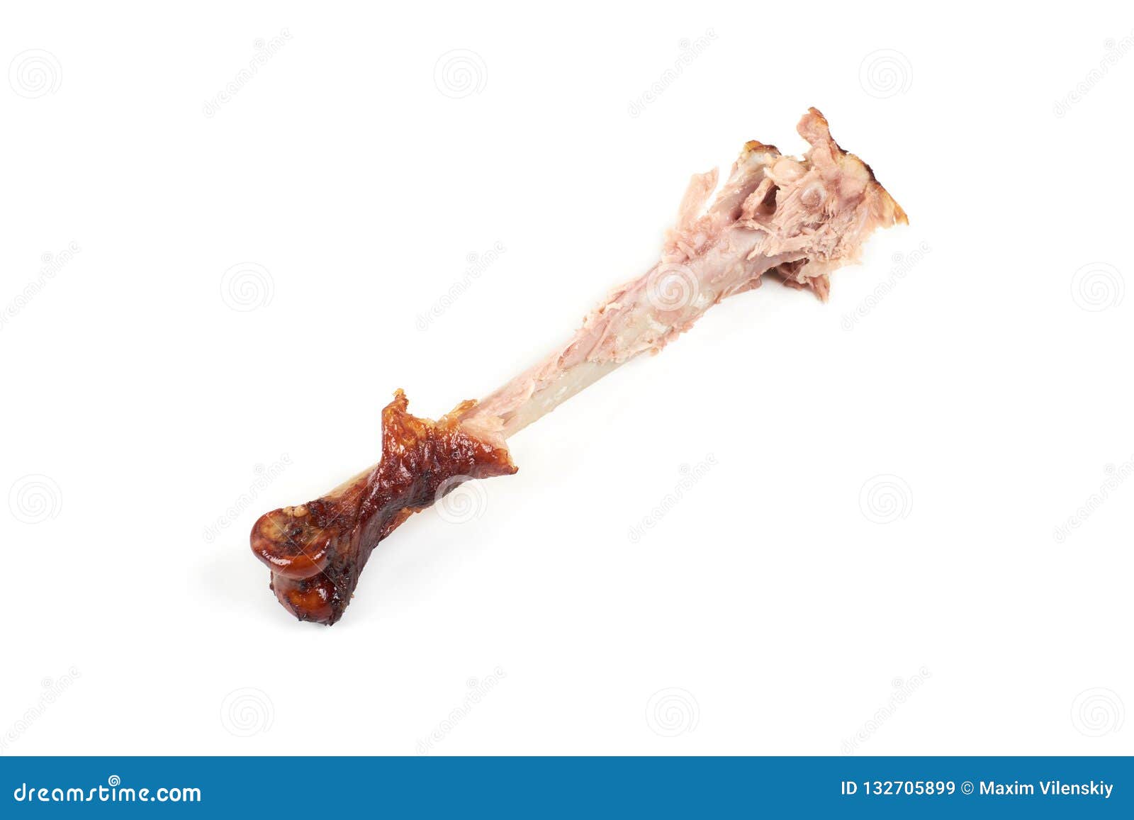 Chicken Bone after Eating , Isolated on a White Background. Stock Image ...