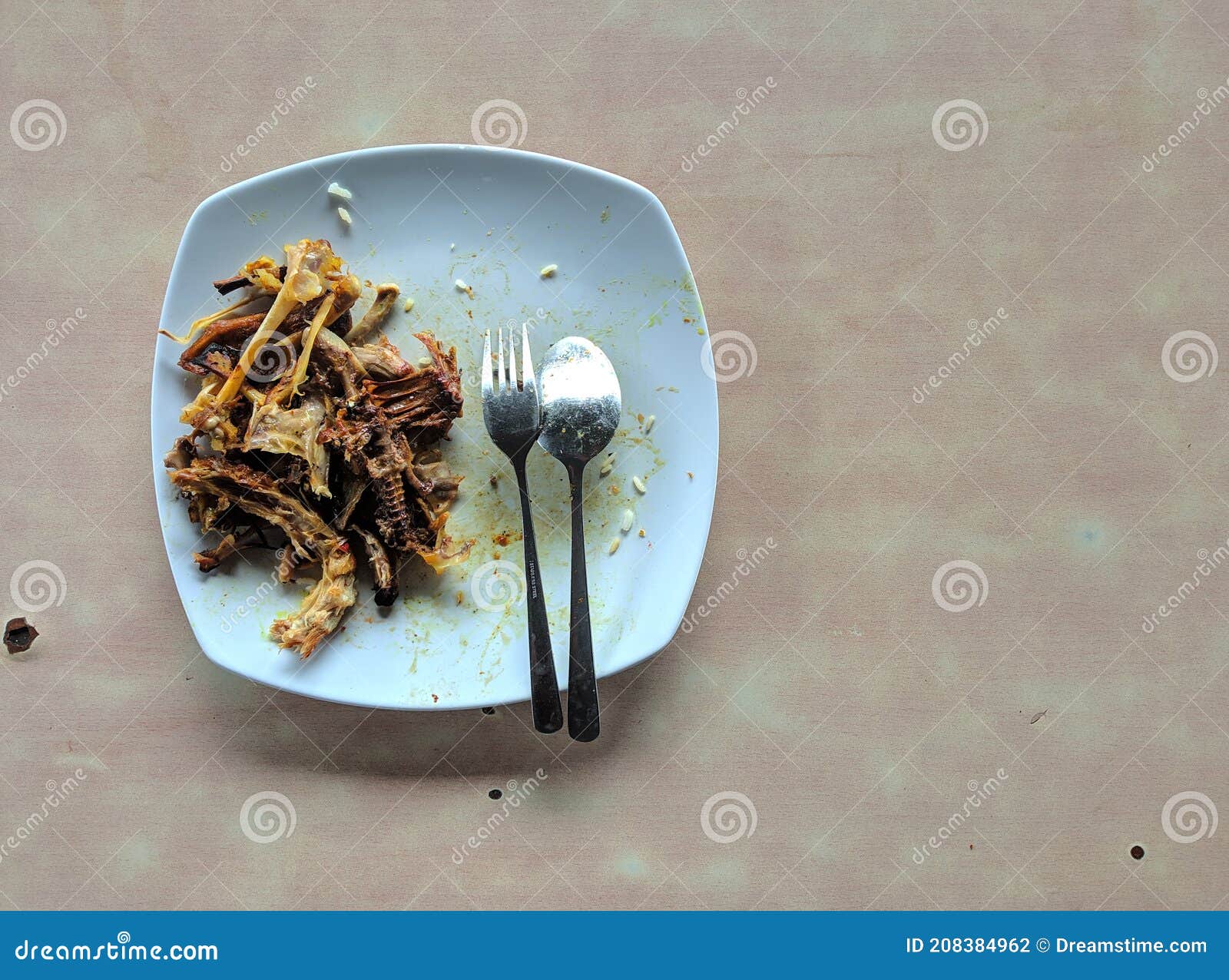 Chicken Bone Leftover on a Table Stock Photo - Image of baking, lunch ...