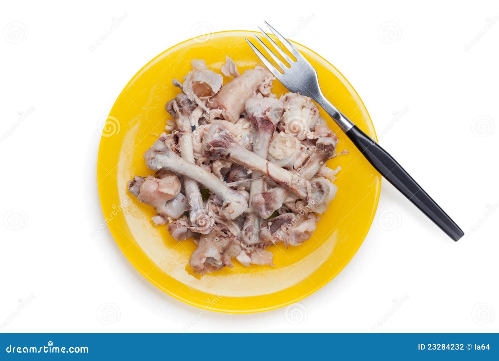 Chicken bones on plate stock photo. Image of mess, silver - 23284232