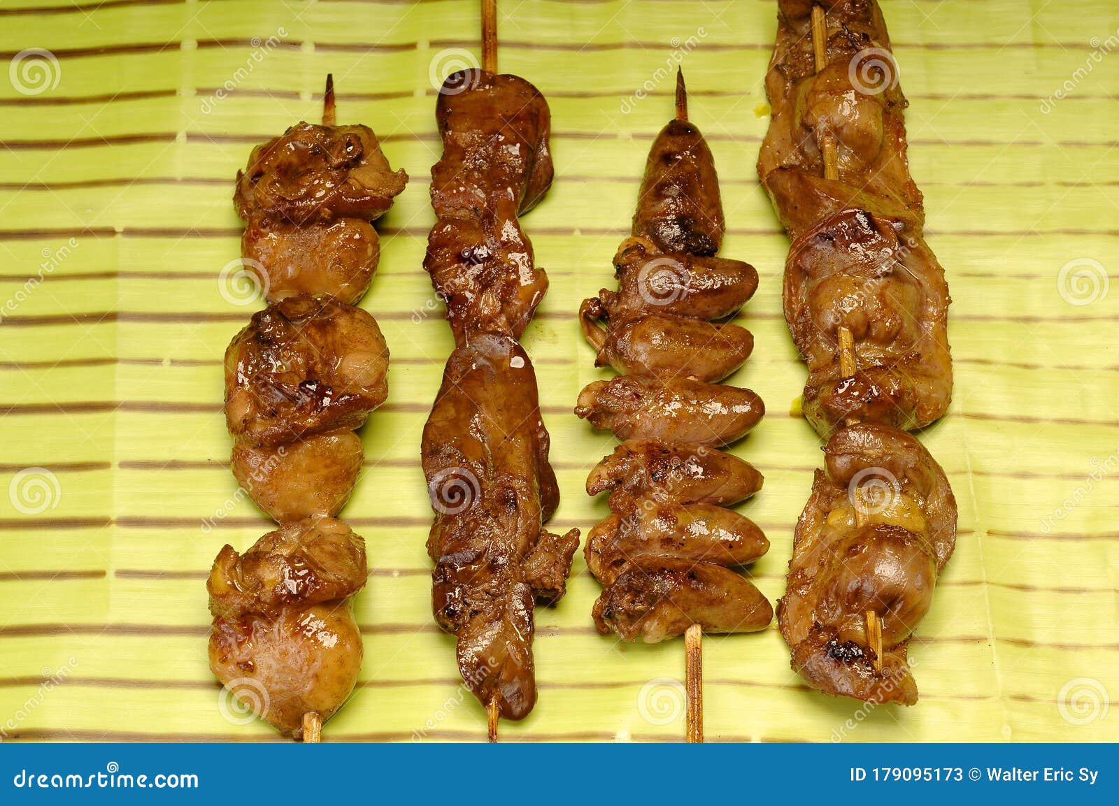 Chicken Bottom, Liver, Gizzard and Heart Barbecue Stock Image - Image ...