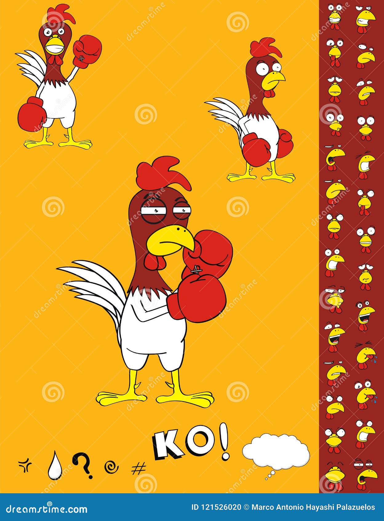 Chicken Boxing Cartoon Expressions Set Stock Vector - Illustration of ...