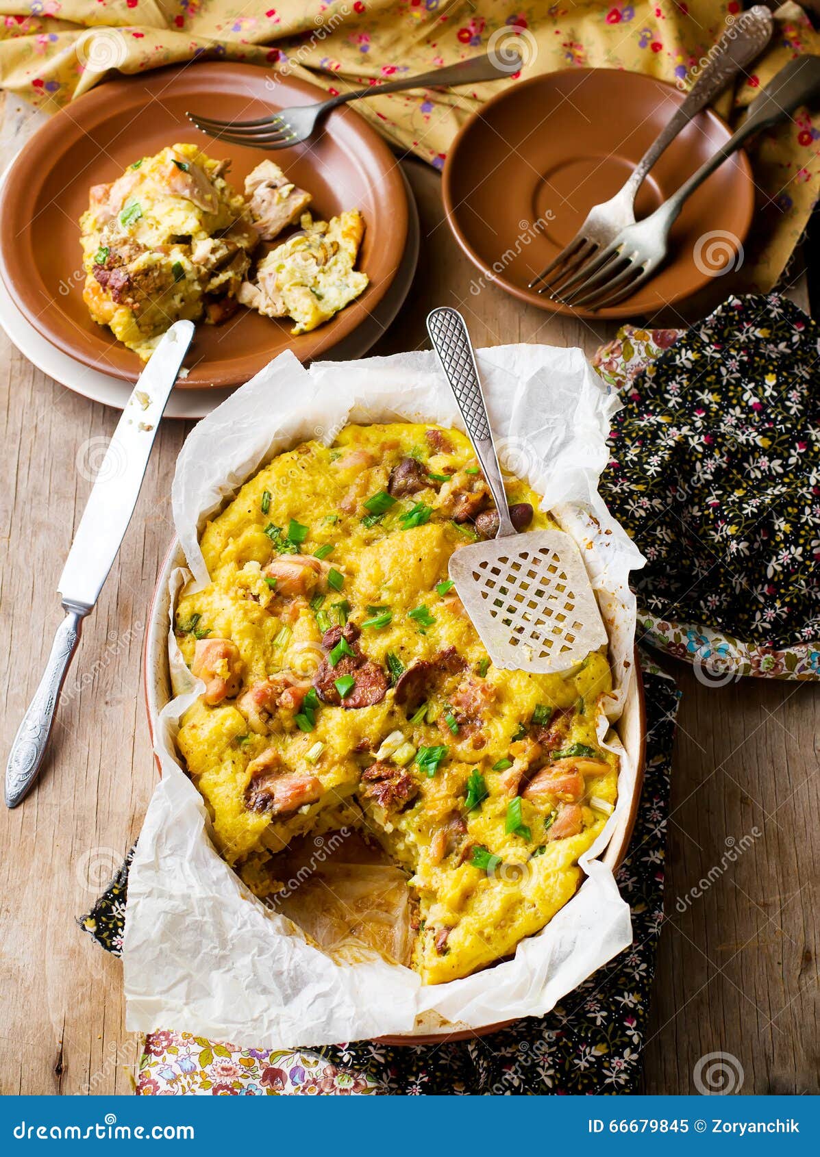 Chicken bread pudding with stock image. Image of bread - 66679845