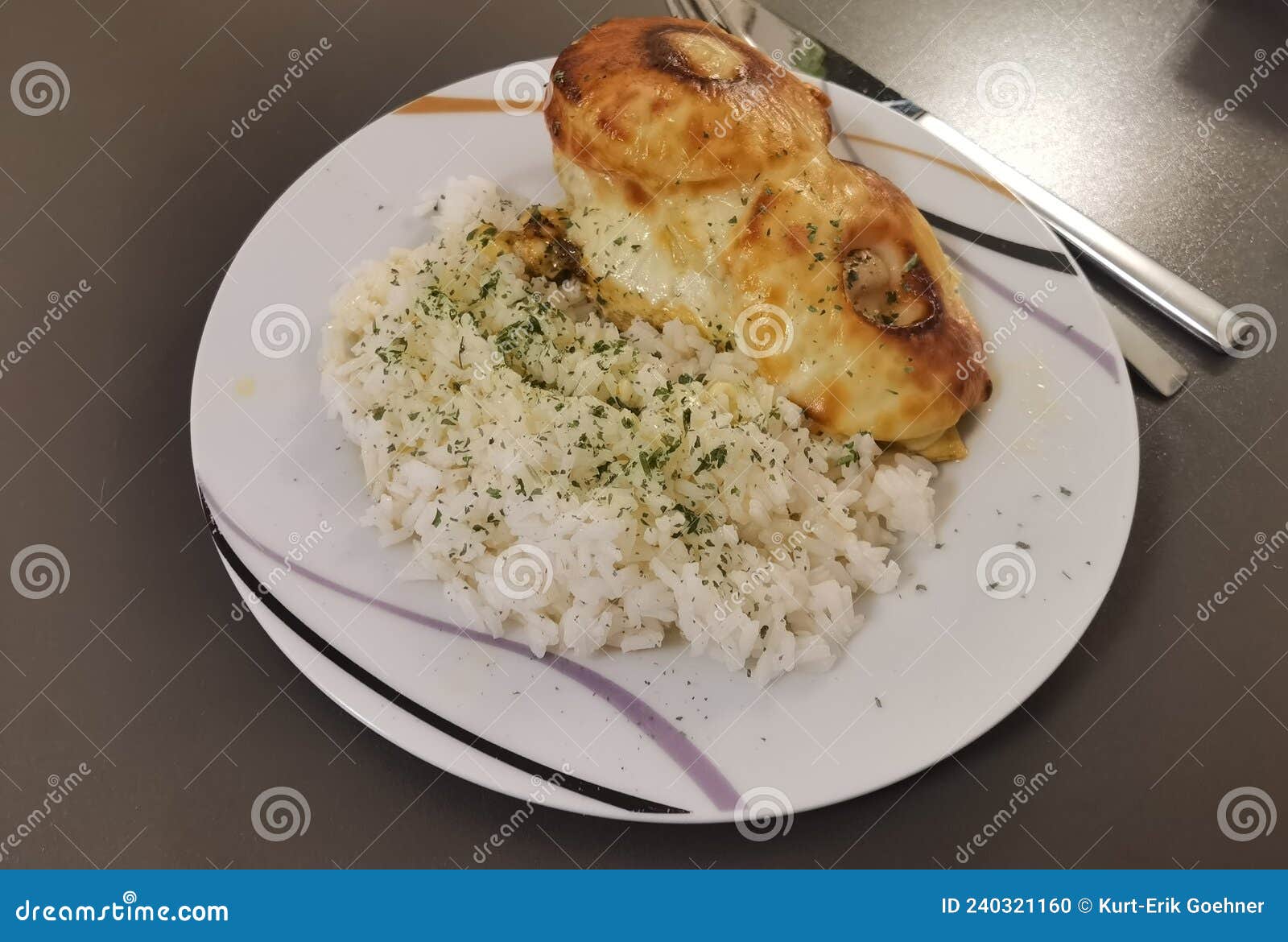 Chicken Breast Gratinated with Pineapple and Cheese Stock Photo - Image ...