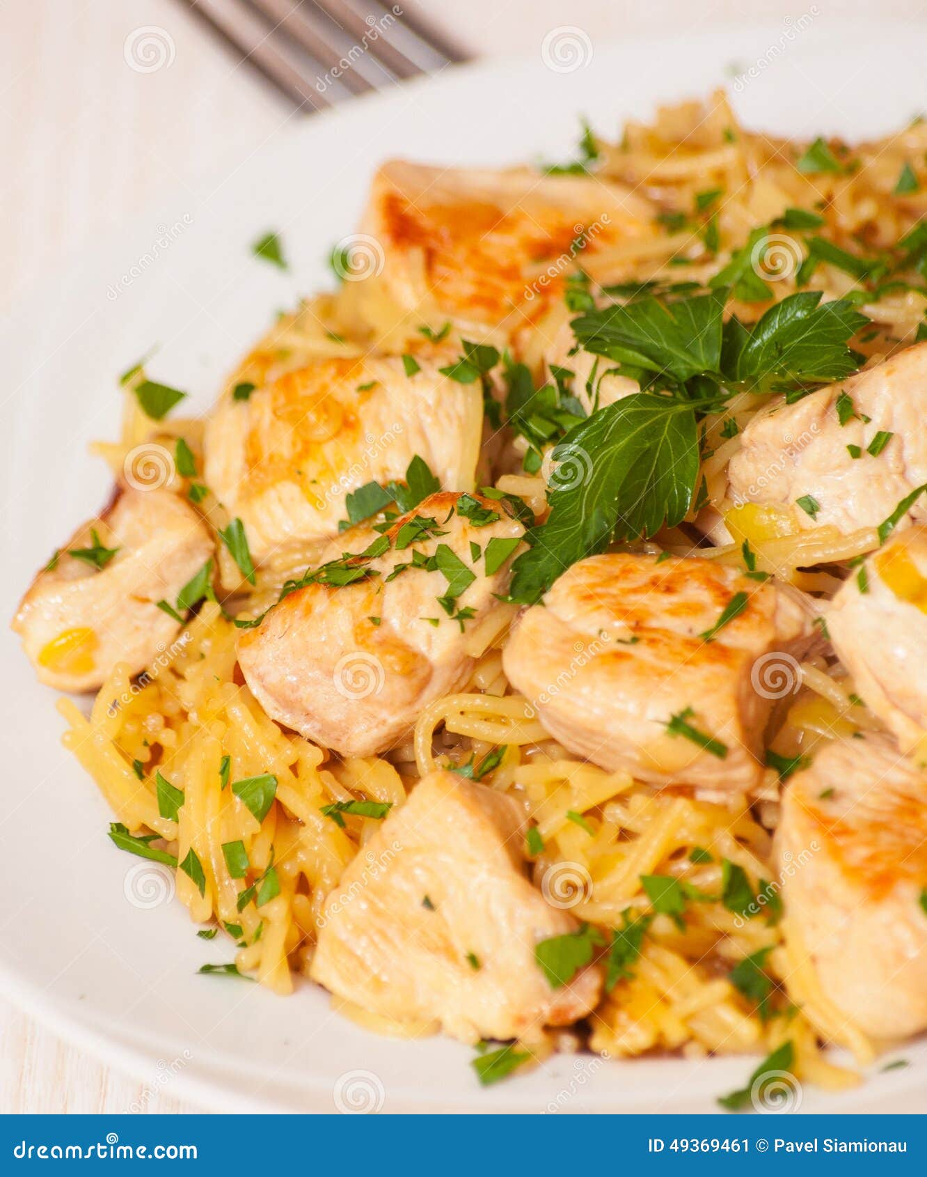 Chicken breast with pasta stock image. Image of cookery - 49369461