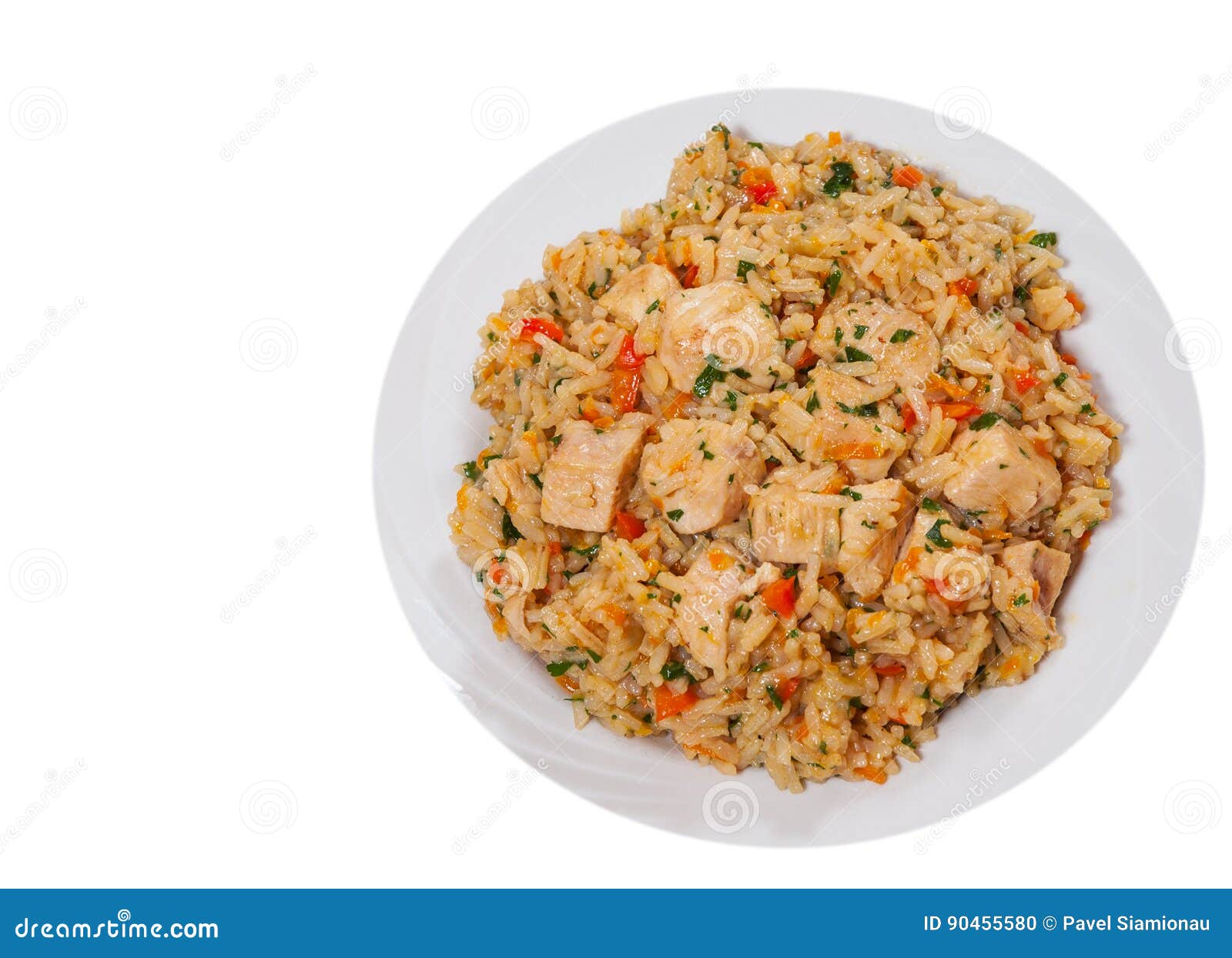 Chicken Breast with Rice and Vegetables. Top View Stock Photo - Image ...