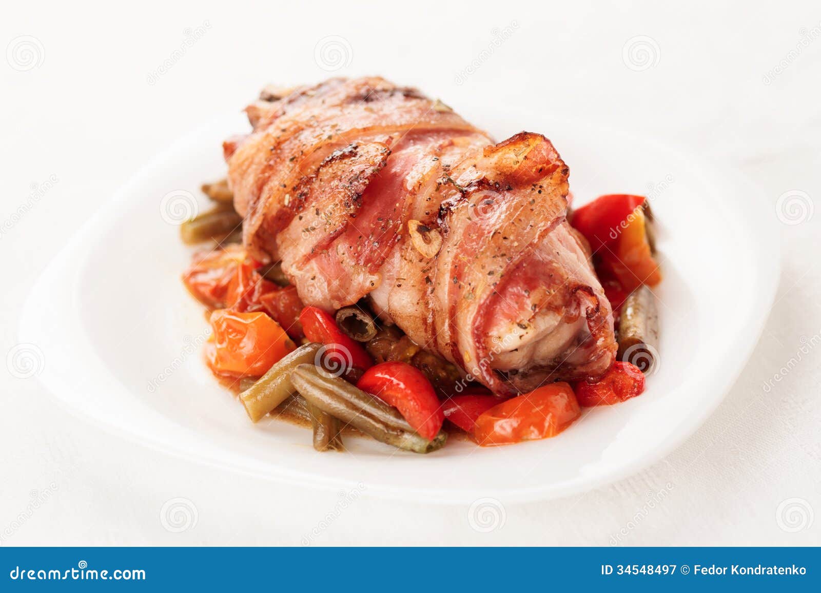 Chicken Breast Wrapped in Bacon in Plate Stock Image - Image of gourmet ...