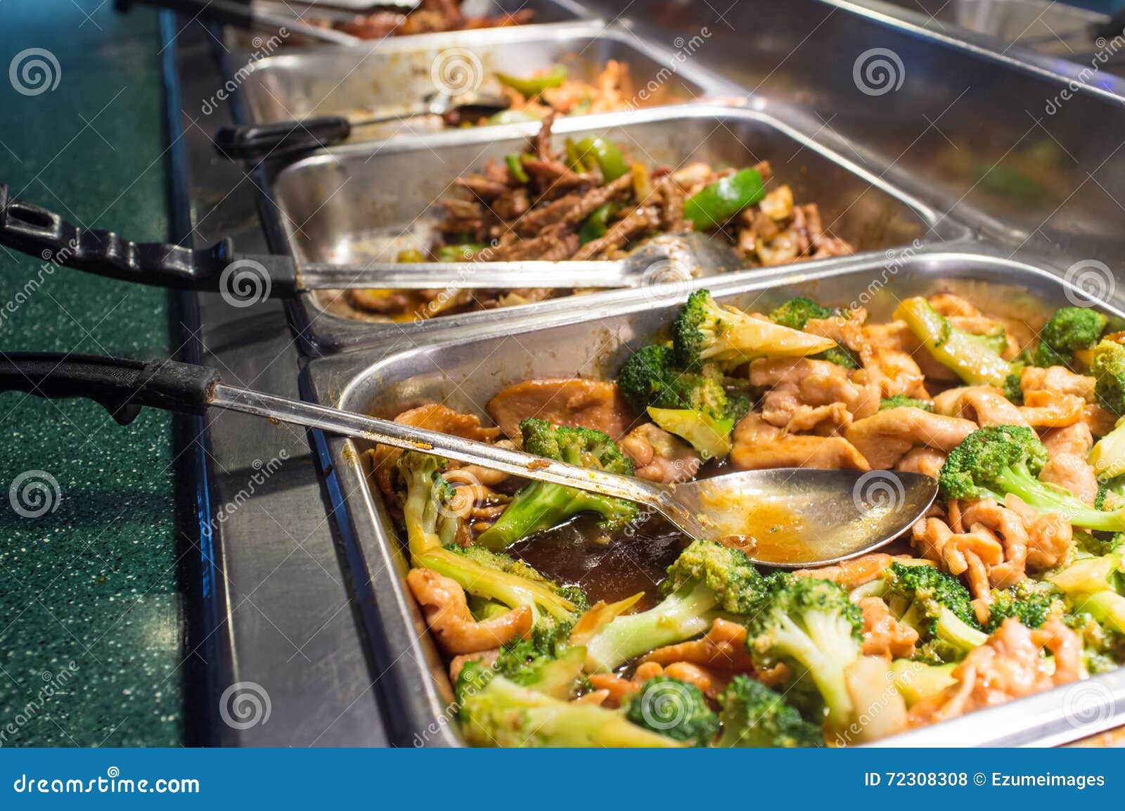 Chicken and Broccoli Buffet Stock Photo - Image of dinner, spoons: 72308308