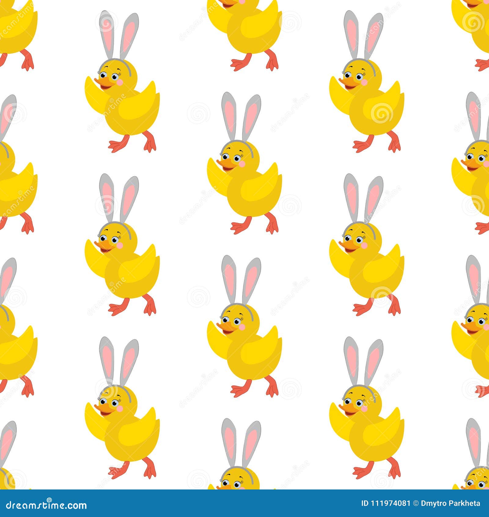Chicken with Bunny Ears Seamless Pattern Stock Vector - Illustration of ...