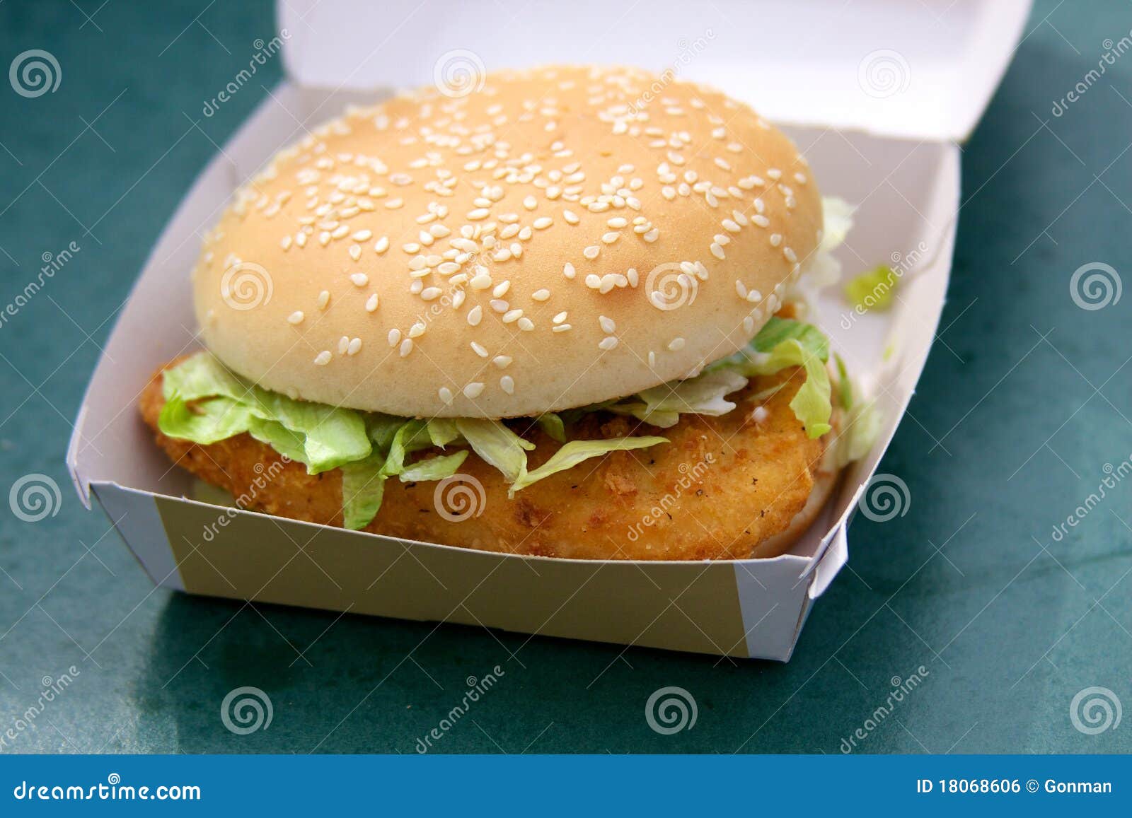 Chicken burger in box stock photo. Image of cheeseburger - 18068606