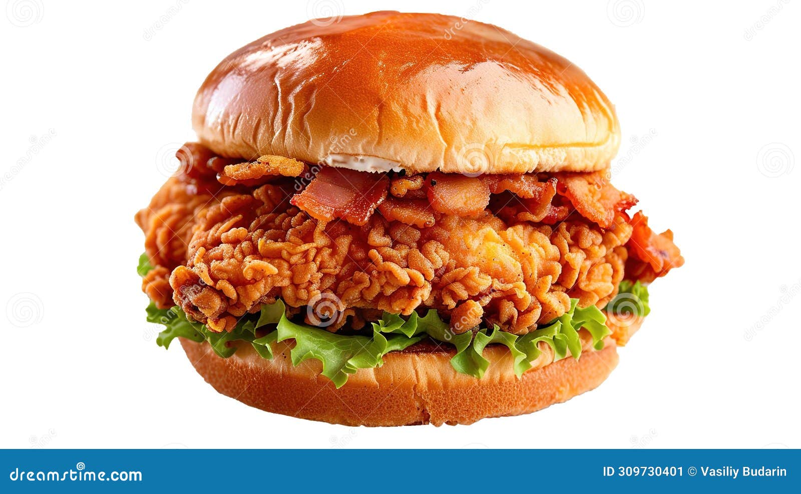 Chicken Burger with Crispy Cutlet in Breaded, Cheese and Vegetables ...