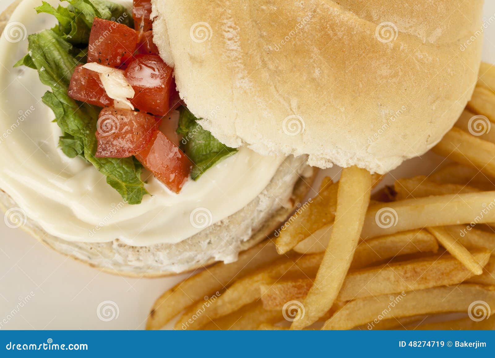 Chicken burger and fries stock image. Image of american - 48274719