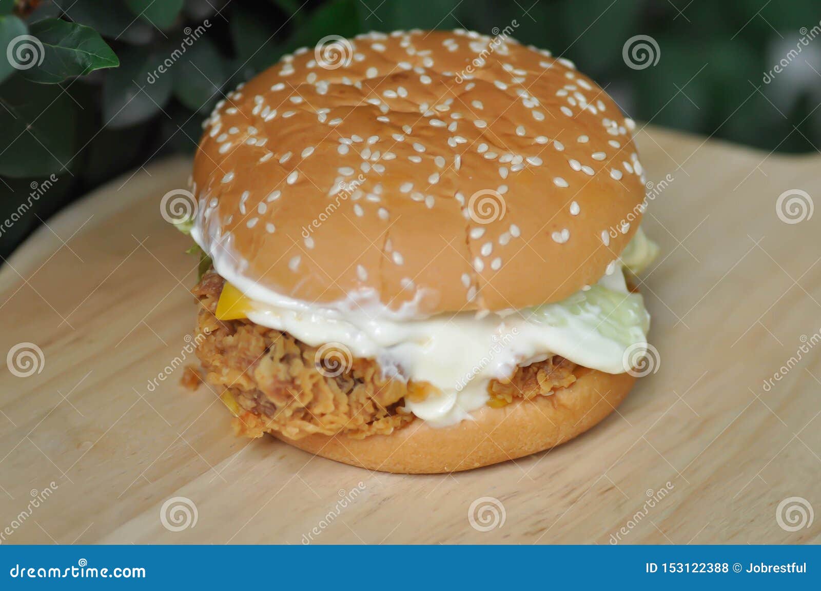 Chicken Burger or Hamburger, Bread with Stuffed Stock Photo - Image of ...