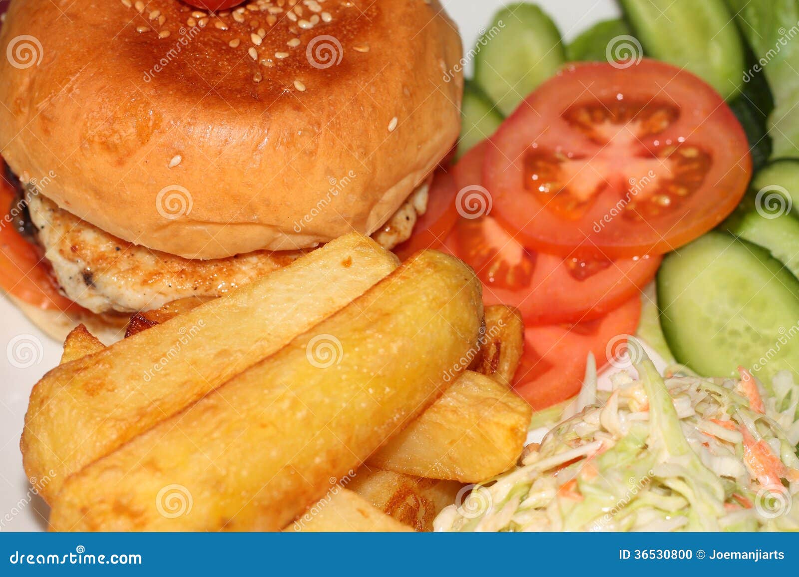 Chicken Burger Meal stock photo. Image of potatoes, burger - 36530800