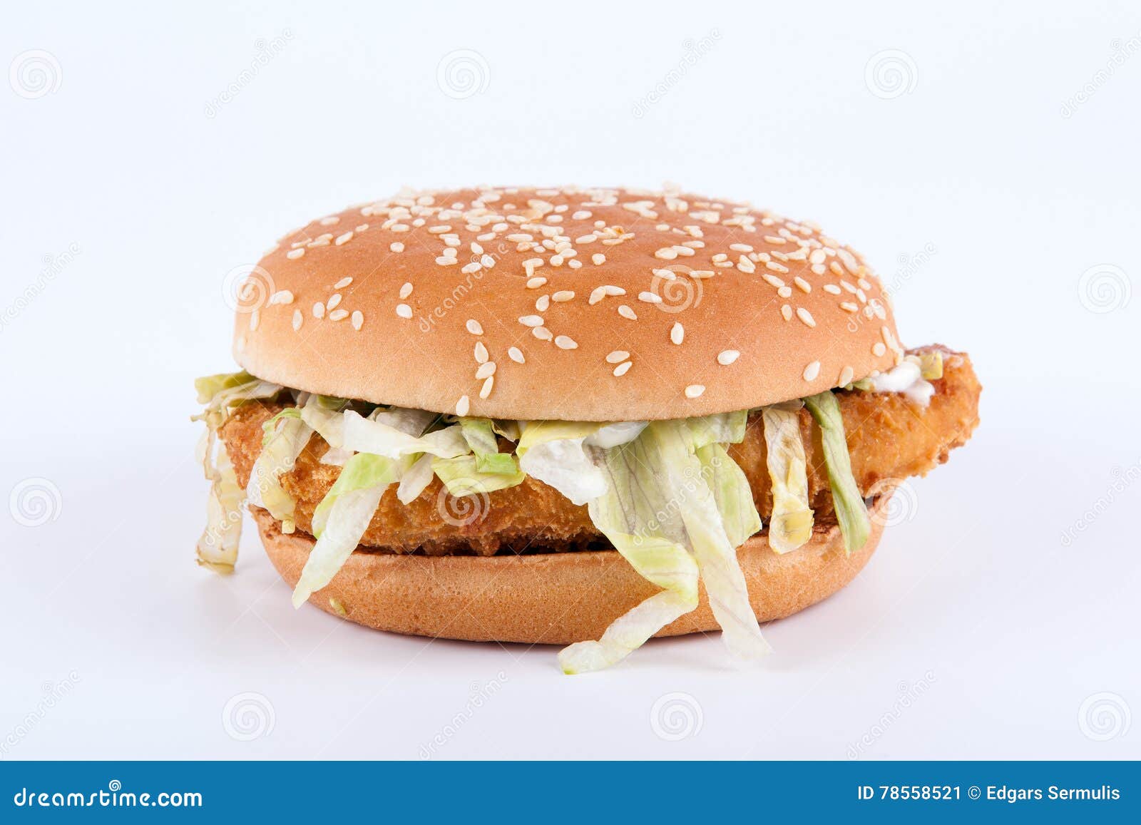 Chicken Burger on a White Background Stock Image - Image of lunch ...