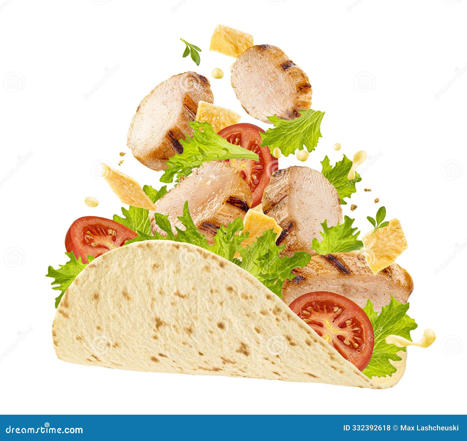 Chicken Caesar Roll Isolated on White Background Stock Photo - Image of ...
