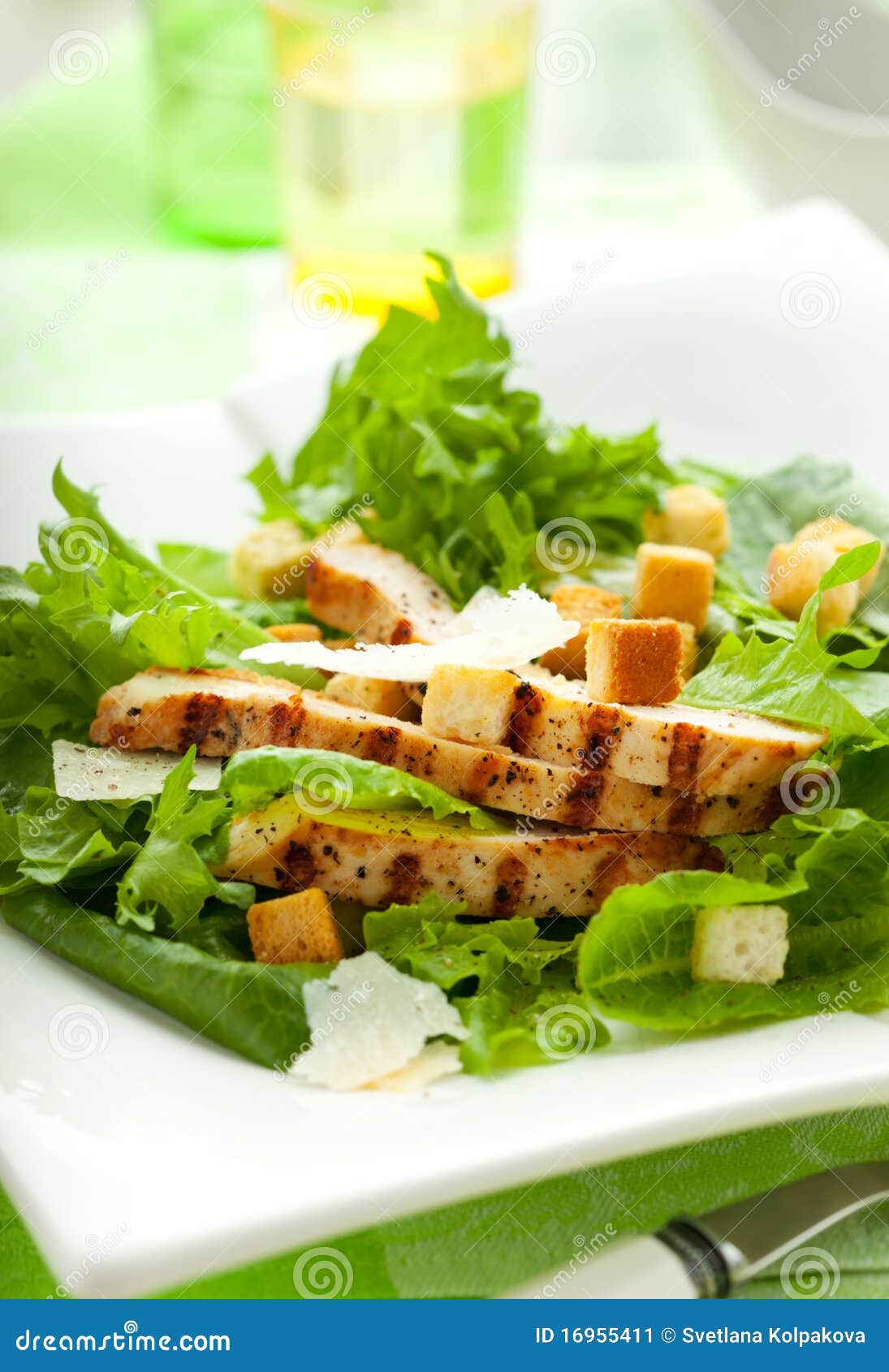Chicken Caesar salad stock image. Image of gourmet, salad - 16955411