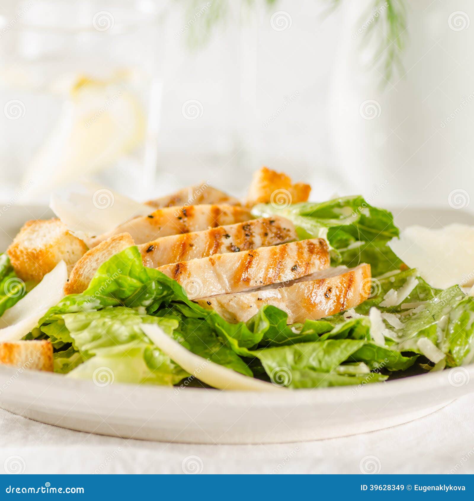 Chicken Caesar salad stock image. Image of napkin, grilled - 39628349