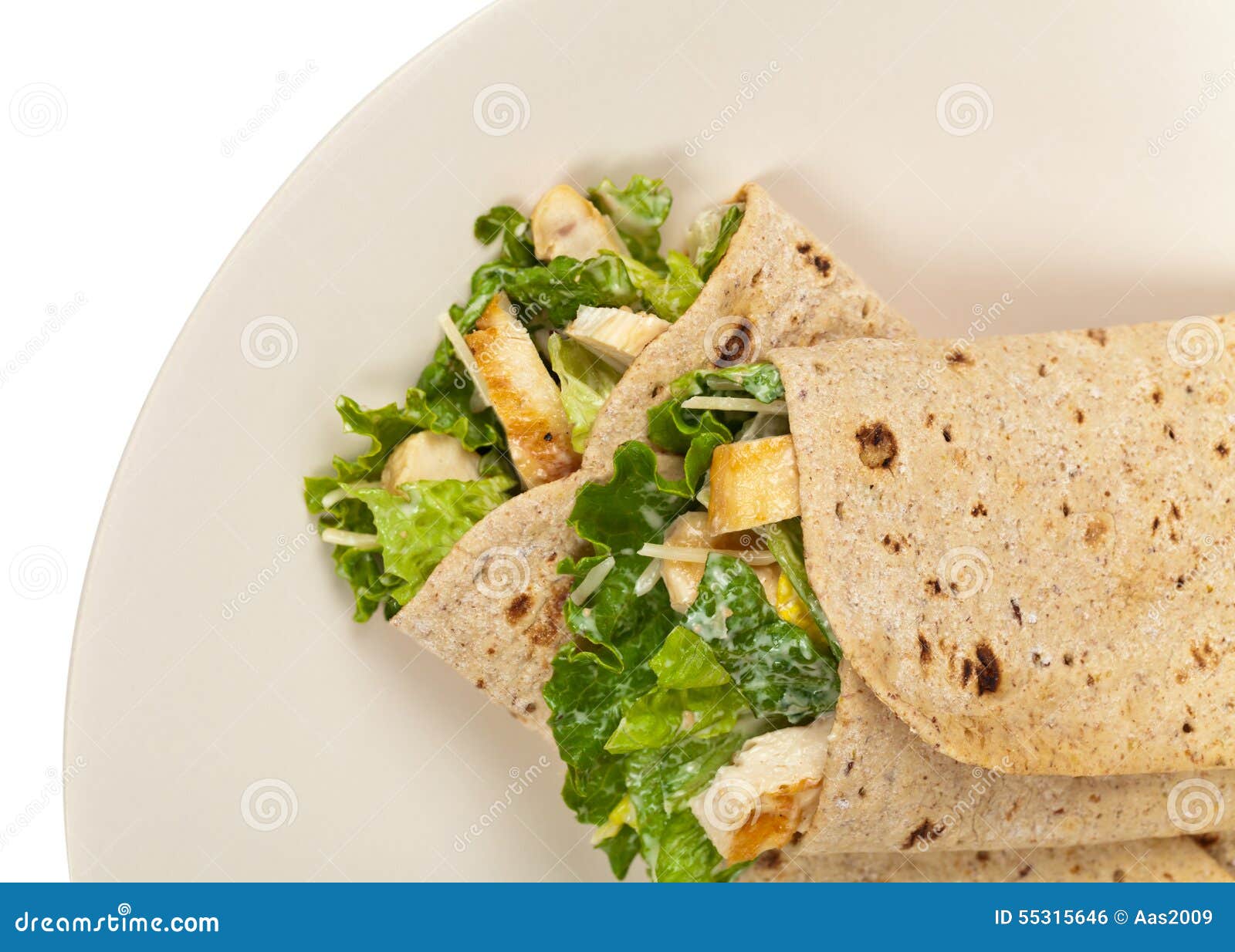 Chicken Caesar Wrap stock photo. Image of caesar, plate - 55315646