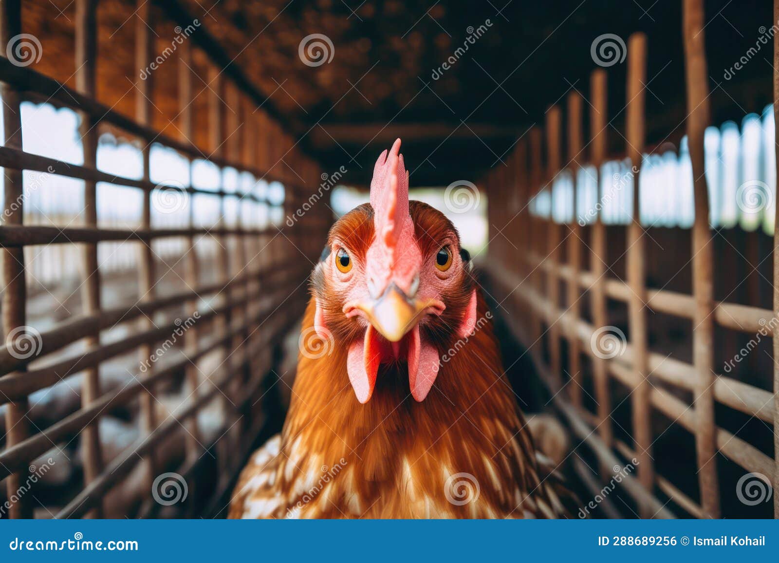 A Chicken in a Cage Looking at the Camera, Created by Generative AI ...