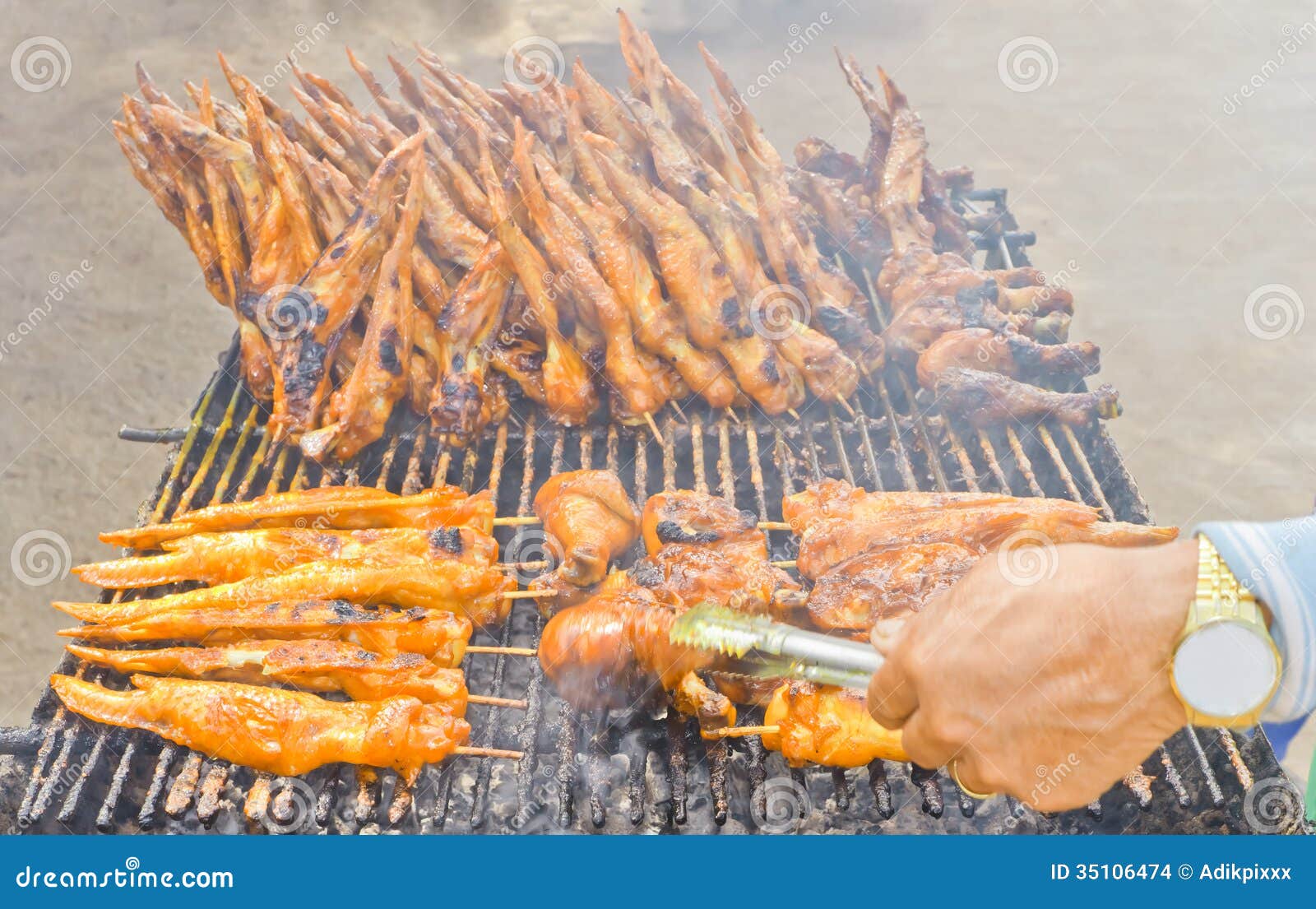 Chicken Calves and Chicken Wings, Grilled Stock Photo - Image of ...