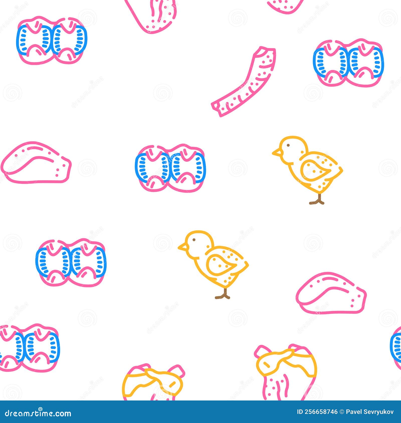 Chicken Carcass, Meat and Organs Vector Seamless Pattern Stock ...