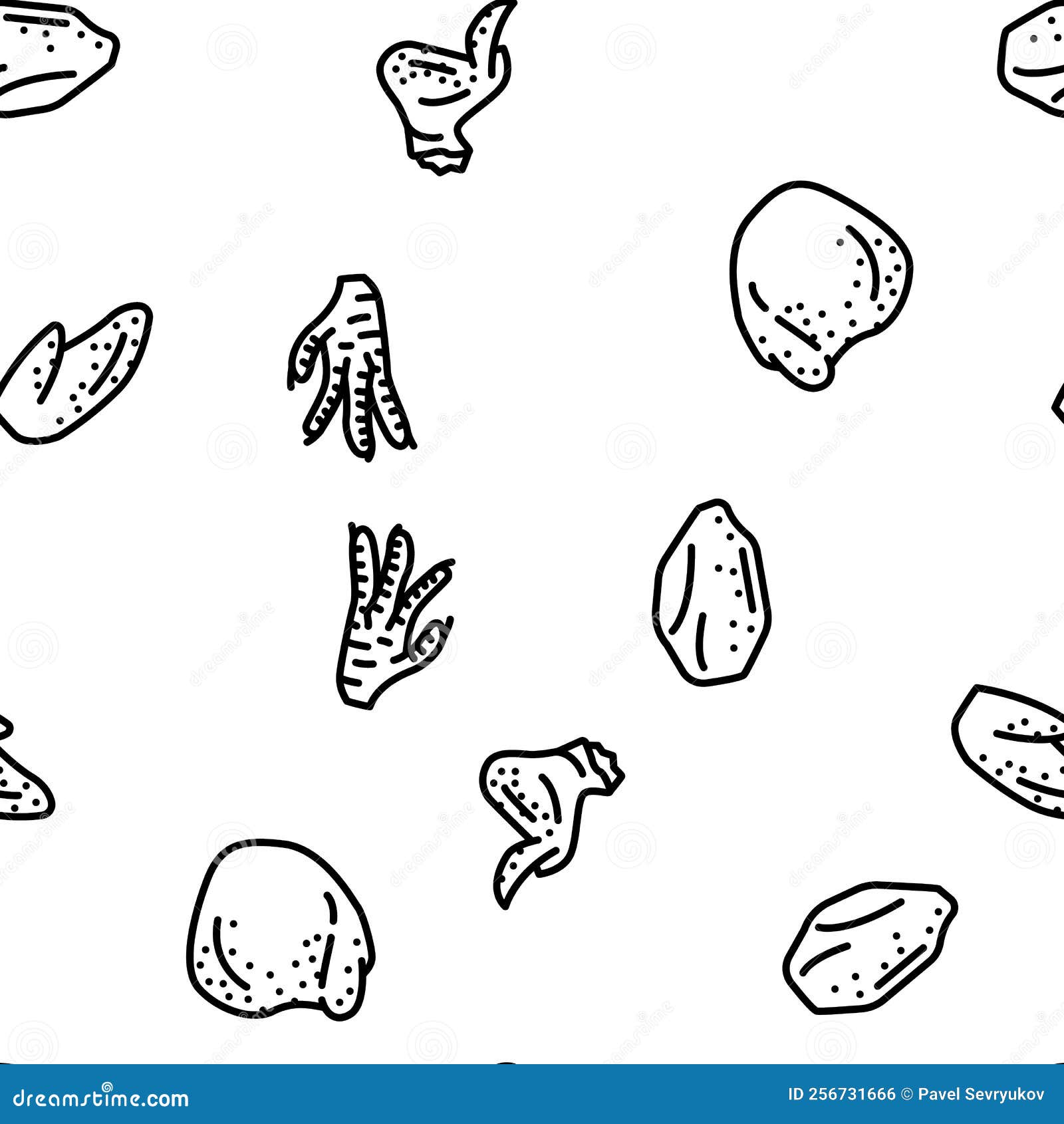 Chicken Carcass, Meat and Organs Vector Seamless Pattern Stock ...