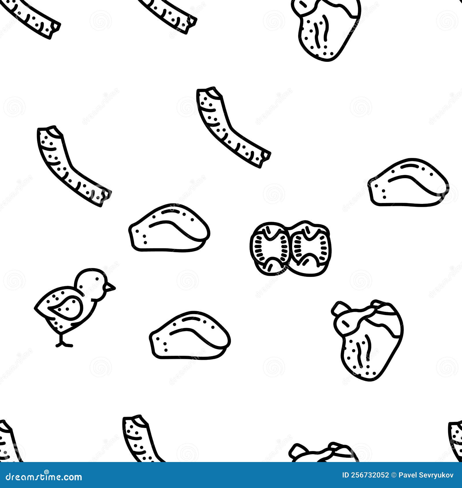 Chicken Carcass, Meat and Organs Vector Seamless Pattern Stock ...