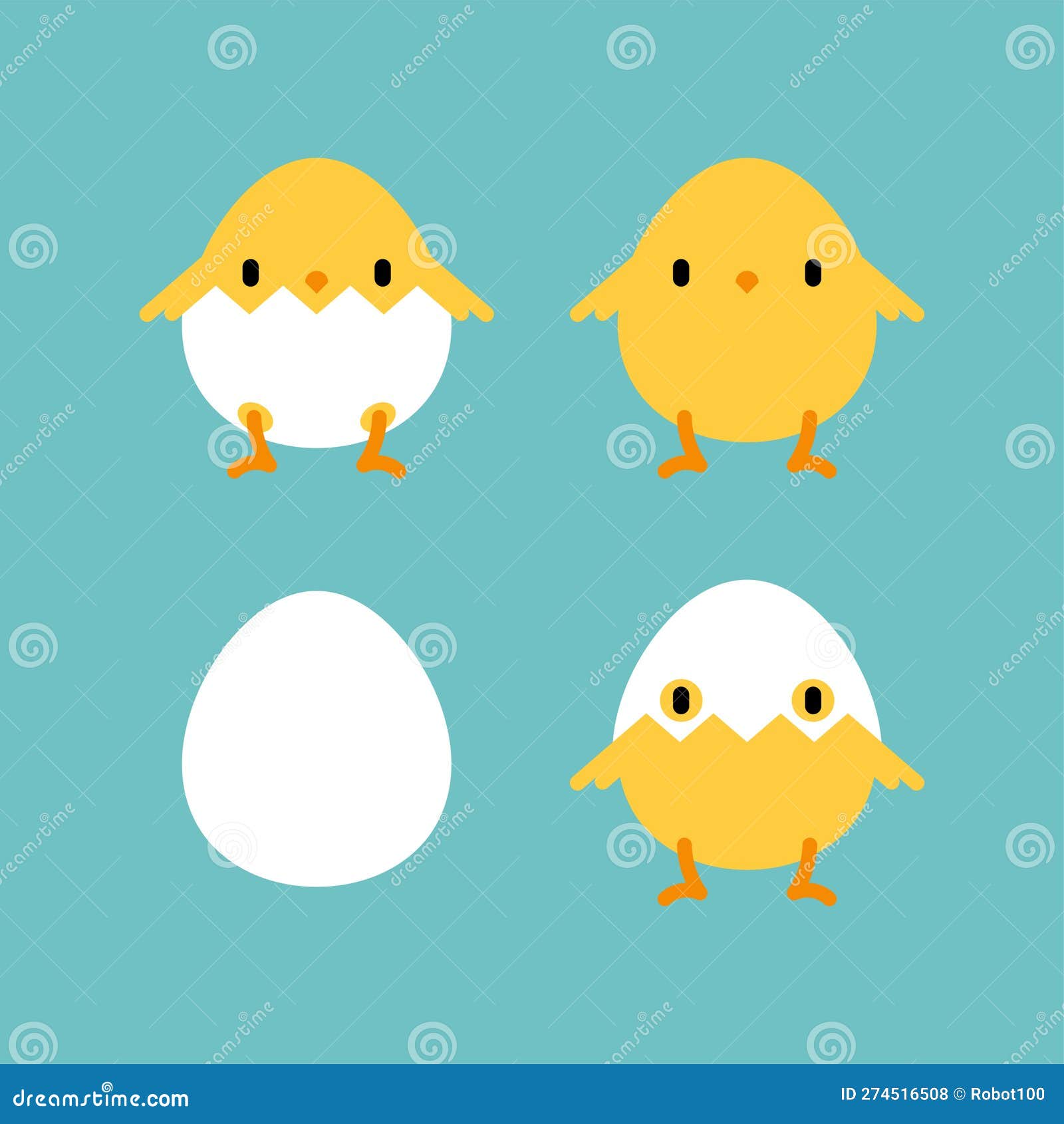 Chicken Cartoon Cute Set. Little Chicken Vector Illustration Stock ...