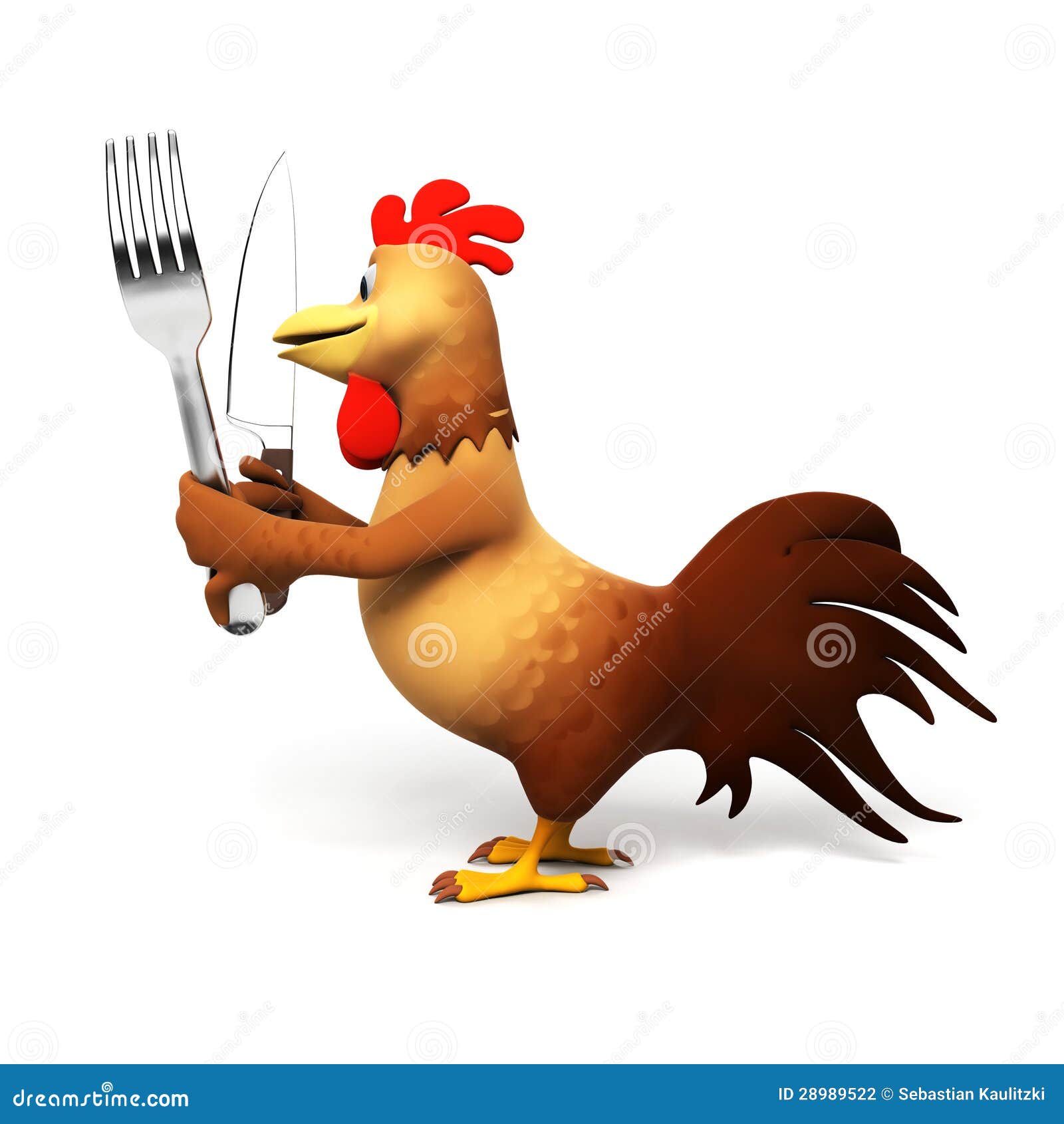 Chicken character stock illustration. Illustration of fork - 28989522