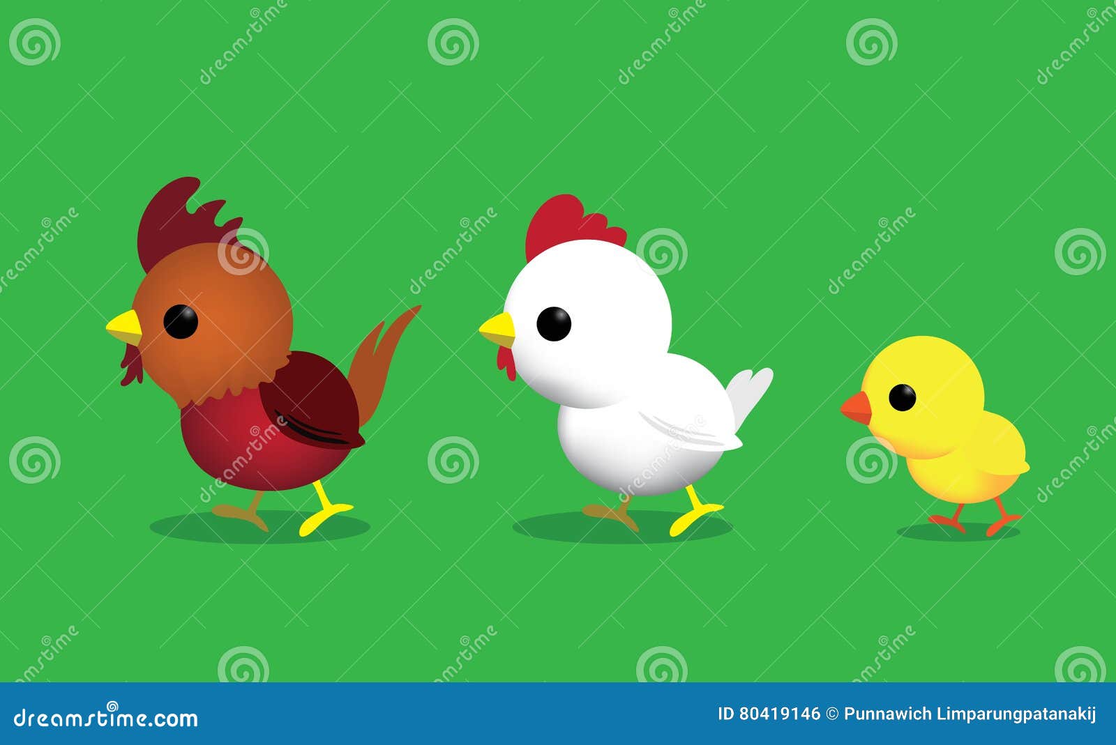 Chicken Characters Set Cartoon Vector Illustration 2 Stock Vector ...