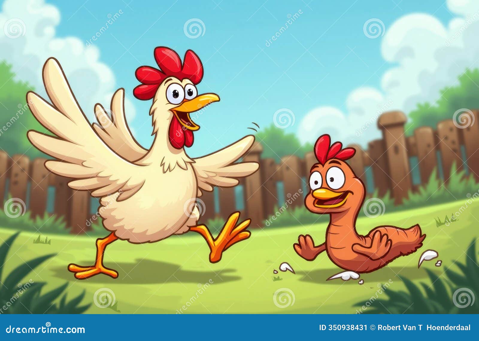 A Chicken Chasing a Worm at 20-12-2024 Stock Illustration ...