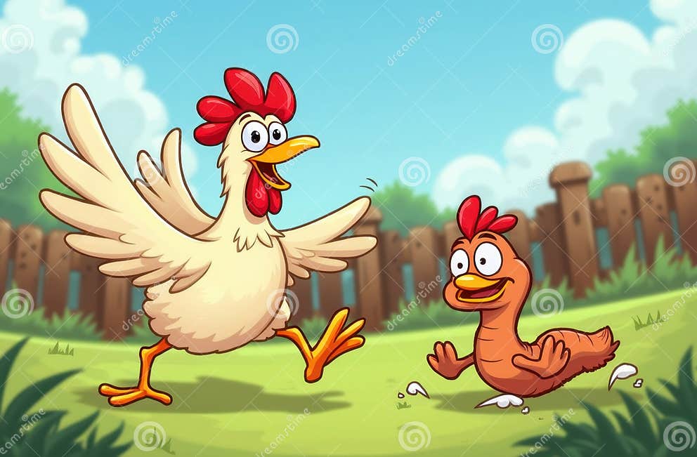 A Chicken Chasing a Worm at 20-12-2024 Stock Illustration ...