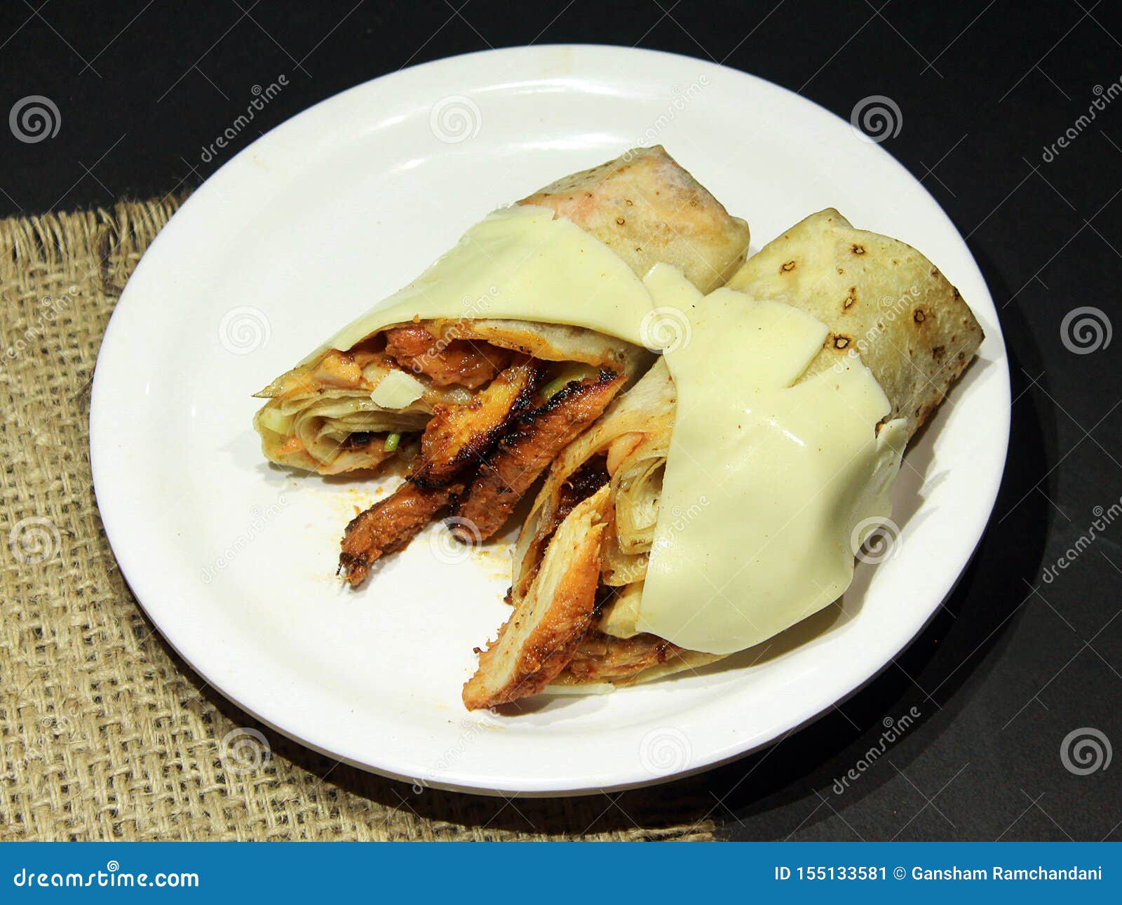 Chicken Cheese Shawarma a Middle Eastern Dish Stock Image - Image of ...