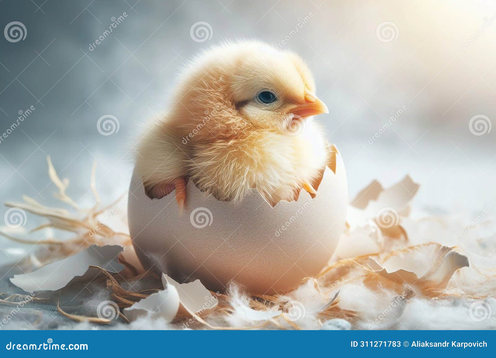 A Chicken Chick is Born from an Egg. Stock Image - Image of hatch, baby ...