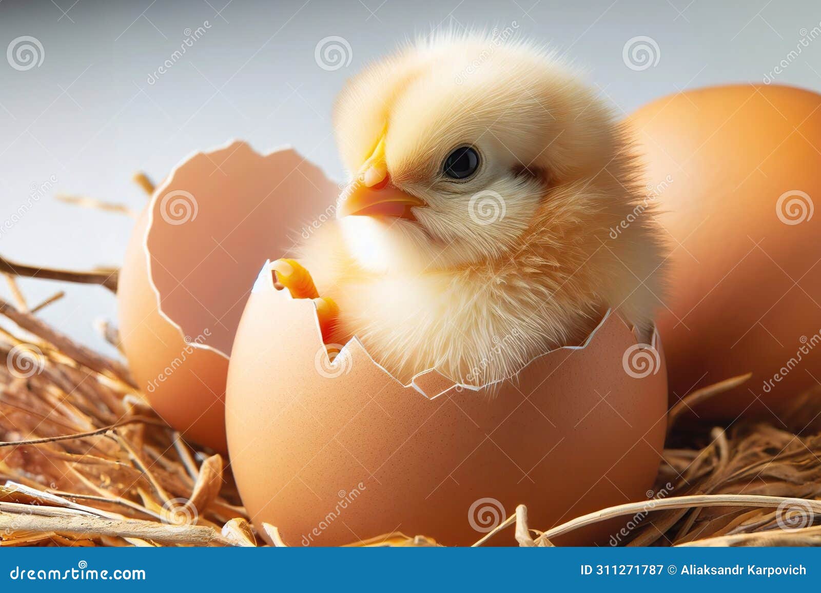 A Chicken Chick is Born from an Egg. Stock Image - Image of nature ...