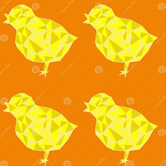 Chicken Chick Easter Pattern Made of Triangles with White Borders on ...