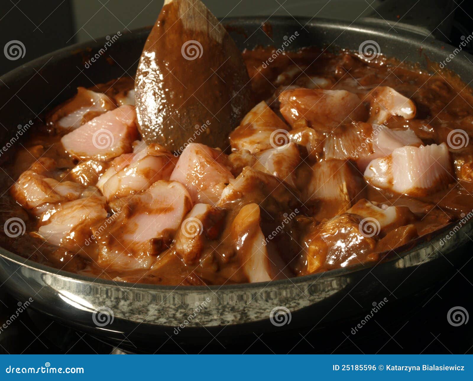 Chicken in Chocolate with Banana and Chilli Stock Photo - Image of ...